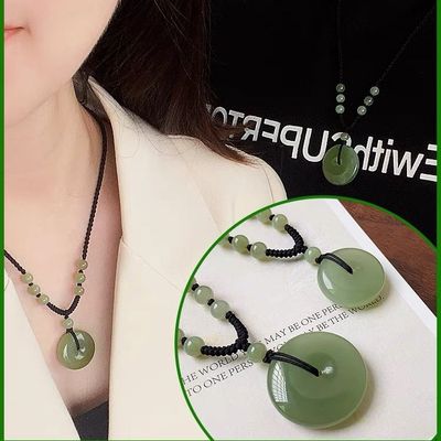 和田色玉平安扣吊坠男士女款玉佩无事玉石项链玉器送教师节礼物