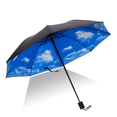 Portable Travel Umbrella Flower Printed Compact 3 Folding Ra