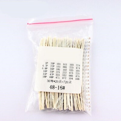 720PCS SMD 1206 Ceramic Capacitor 1pF-10uF 36Values *20pcs C