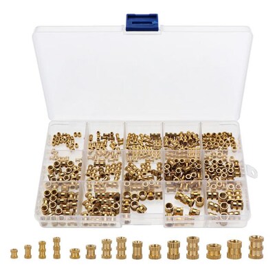 340Pcs M2 M3 M4 M5 Brass Threaded Knurled Nuts Insert Round