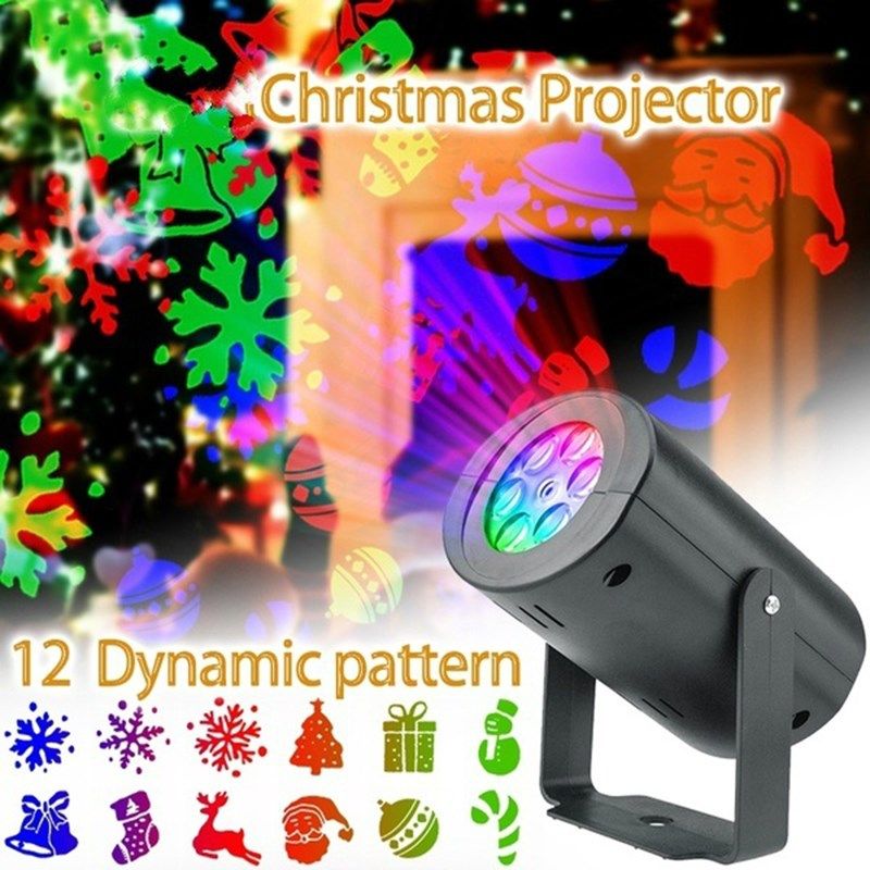 Christmas 12 Pattern Automatic Rotating LED Projector Lights_虎窝淘