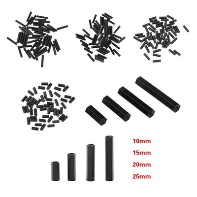 50Pcs M2 Black Hex Nylon Standoff Spacer Column Flat Head Do