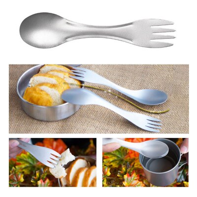 2in1 Titanium Spoon Fork Spork Outdoor Camping Picnic Tablew