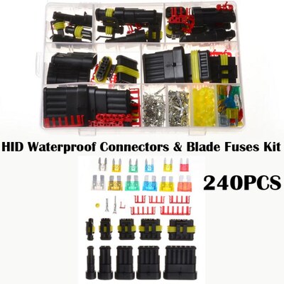 240 Pcs 1/2/3/4/5/6 Way Pin Male Female Terminals HID Waterp