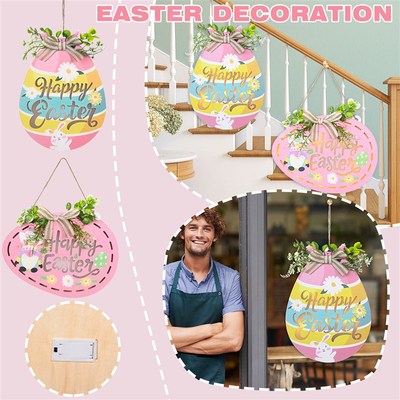 极速Diy Easter Egg Wood Slices Easter HangibngW Pendant