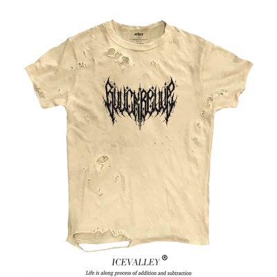 MELANIN 黑色素刺青 重金属heavy metal印花鬼马暗黑破洞短袖T恤