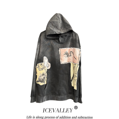 MELANIN 黑色素刺青 美式重磅小众贴布百搭无性别简约连帽卫衣