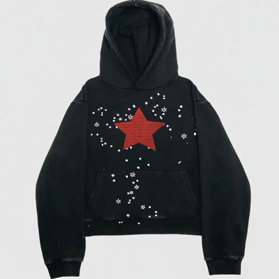 MELANIN 黑色素刺青暗黑系红黑废土风反叛前卫金属亚文化连帽卫衣