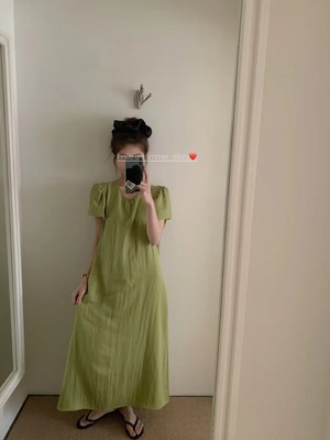 HaveU后领纽扣连衣裙女