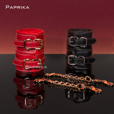 红色皮质加绒手铐不伤手剧本杀道具cosplay可调节手链束缚情侣
