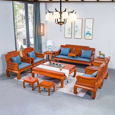 寻古红木家具缅甸花梨（学名：大果紫檀）沙发实木新中式客厅沙发