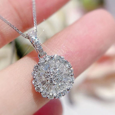 Popular Round Flower Pendant Color Long Necklace Sweater