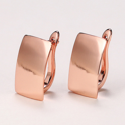 Korean Couple Temperament Earrings Shiny Smooth Rectangular