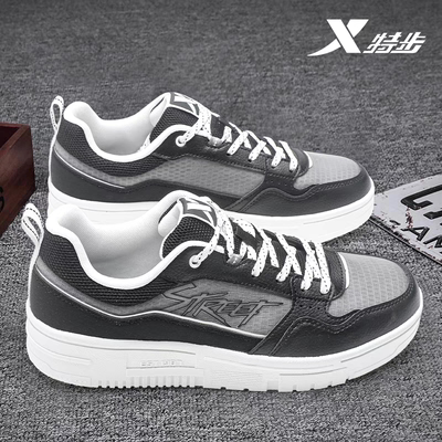 特步男鞋透气板鞋男2025网面百搭