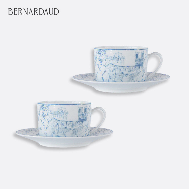 法国柏图 BERNARDAUD 漫步巴黎系列茶杯碟2套装下午茶茶具送礼物