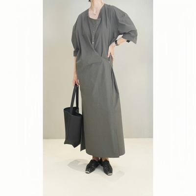 诗意长裙 简约松弛高智感lemair*灰色法式气质宽松衬衫连衣裙女