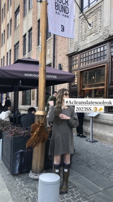 soolrok松未韵一复古灰色连衣裙