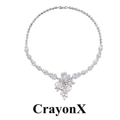 贝母元素精致锆石宴会华丽风项链