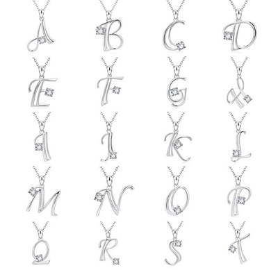跨境WISH热销爆款 欧美26个英文字母时尚高档镶钻项链配饰