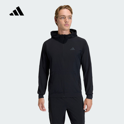 adidas阿迪达斯速干运动连帽外套健身服2026夏男梭织夹克 KA4821