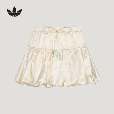 adidas阿迪达斯三叶草新中式收腰缎面提花短裙夏女花苞裙 KY5749