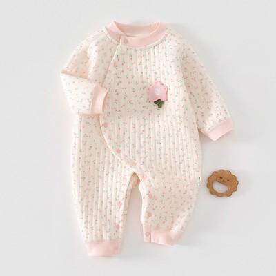 意大利风TTIT婴儿衣服秋冬夹棉连体衣秋季女宝加厚保暖衣宝宝秋装