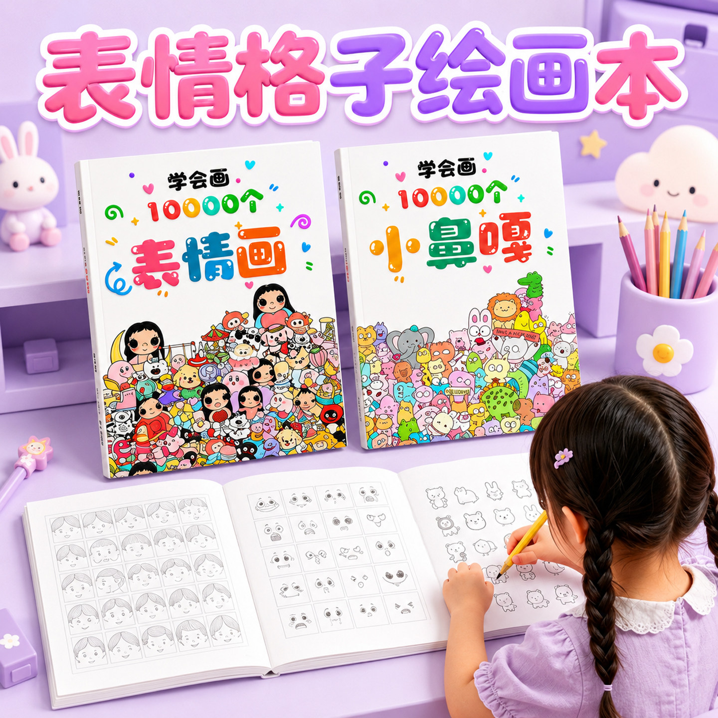 小鼻嘎画画本填色本儿童简笔画涂鸦卷小学生绘画画册入门玩具幼儿园控笔训练专用线稿素描摹本益智启蒙摸鱼本