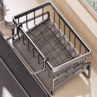 水槽沥水架厨房窄边洗菜池置物架家用多功能台面钢丝球收纳放置架