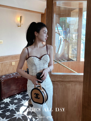 du家进口小香风胸衣辣妹吊带