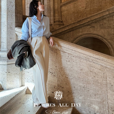 胶囊衣橱百搭米白西装裤