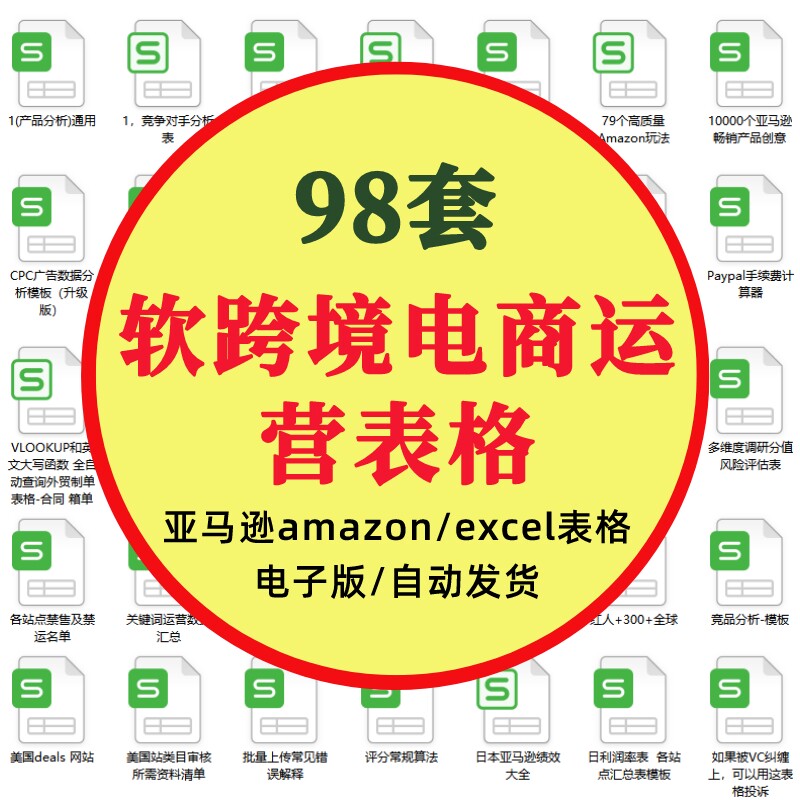 亚马逊amazon跨境电商运营表格excel分析表评估表模板广告报表