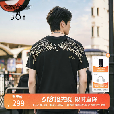 BOYLONDON翅膀美式高街潮牌2026年夏季男女款短袖T恤N01911