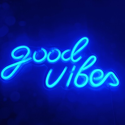 LED英文字母goodvibes背板装饰灯外贸跨境ins款小夜灯霓虹灯