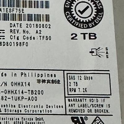 原装 DELL 0HHX14 2T 12G SAS MG04SCA20ENY 服务器 2TB SAS硬盘