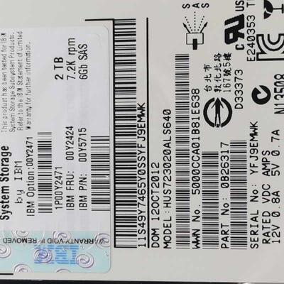 IBMStorwize V3700 00Y2471 00Y2424 00MJ125 2T SAS 3.5 7.2K