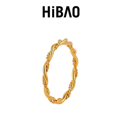 HIBAO喜小宝麻花扭纹戒指不掉色