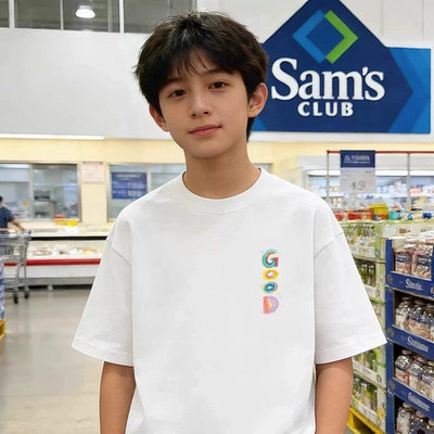 彩虹GOOD 趣味文字T恤亲子短袖纯棉儿童男女童夏季宽松T恤ins