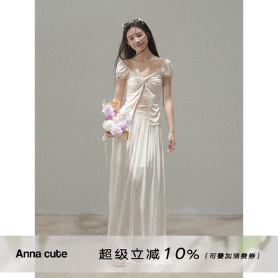 ANNACUTE莱赛尔蕾丝修身T恤