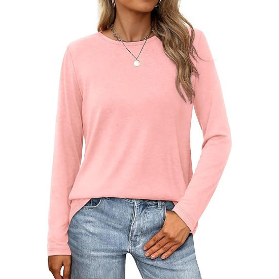 圆领长袖大码上衣女Round neck long sleevedplussizetopforwomen