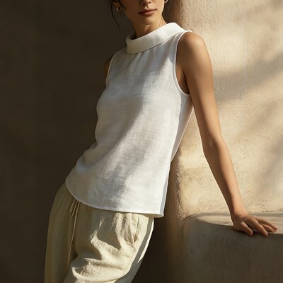 立领无袖女士背心上衣Stand up collar sleevelesswomen'svesttop