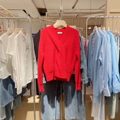 indicia5D310MS519F专柜正品标记女装红色毛衣针织衫吊牌价799