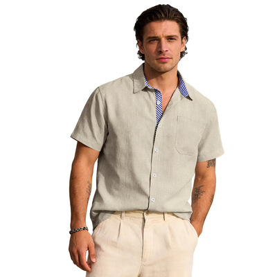 翻领纽扣男士休闲T恤上衣Collar button men's casual T-shirttop