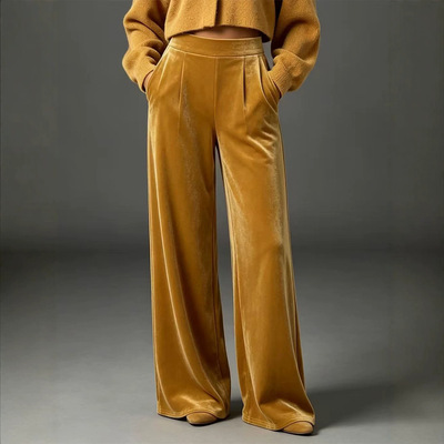 Ladies' high waisted wide leg pants      女士高腰阔腿长裤