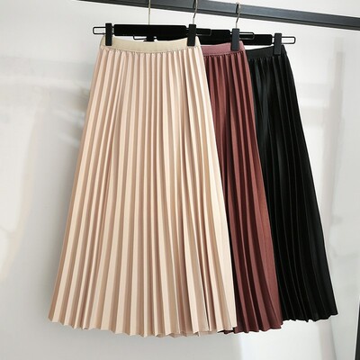 High Waist Solid Color Organ Pleated Skirt高腰纯色风琴百褶裙