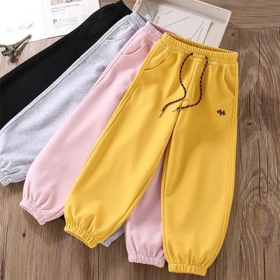 2025炸街女童裤子春秋季洋气小女孩宽松休闲儿童黑灰粉色运动卫裤