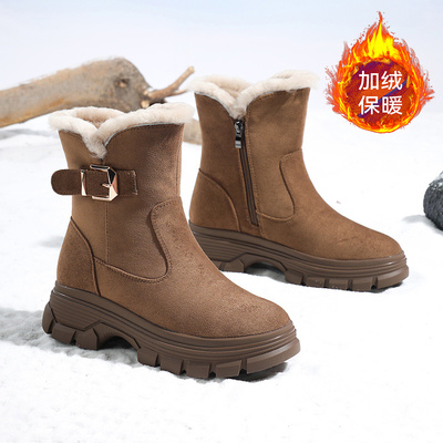 星期六厚底加绒雪地靴女2025秋冬