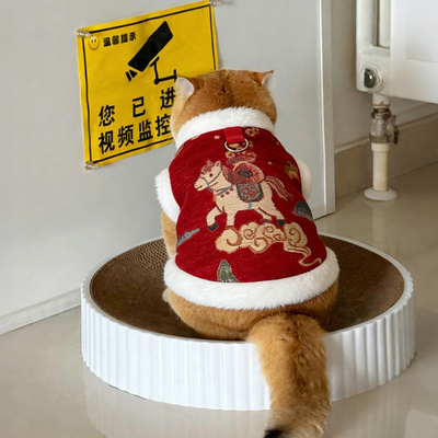 仿刺绣小马背心！细节精致年味足