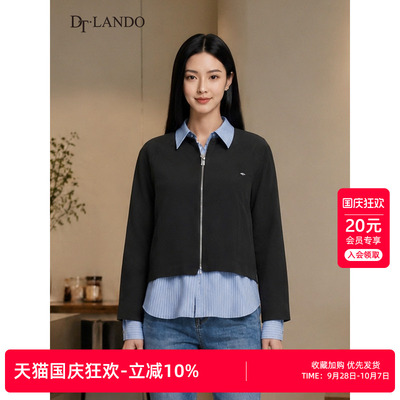 DTLANDO/商场同款26春季新品韩系假两件外套翻领拼接衬衫夹克女