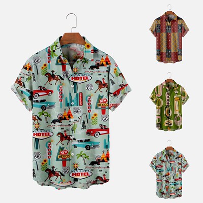 Hawaiian Casual Print Short Sleeve Shirt  休闲印花短袖衬衫男