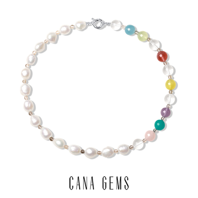 CANA GEMS多色水晶巴洛克珍珠项链多巴胺小众设计感天然石高级感